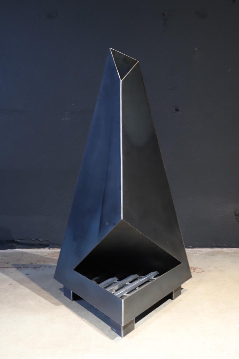 Steel Chiminea Fire Pit Outdoor Fireplace Small at 1stDibs