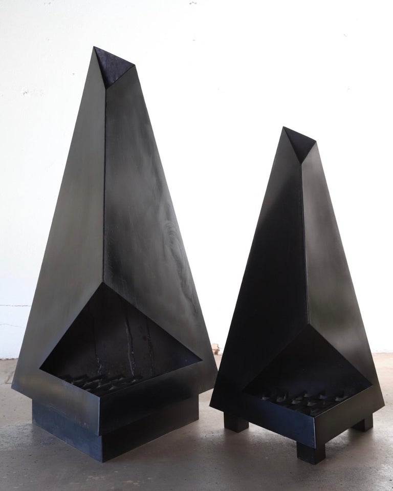 Steel Chiminea Fire Pit Outdoor Fireplace Small at 1stDibs