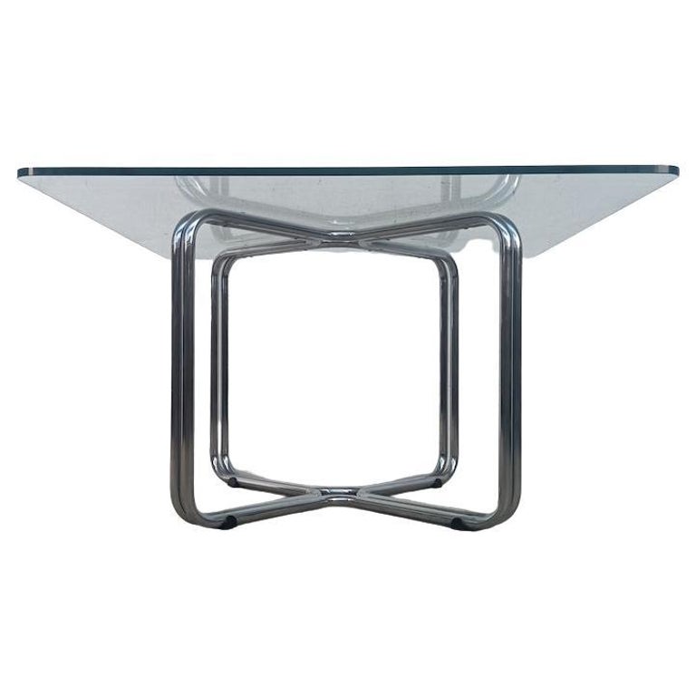 Steel chromed and glass squared table by Gastone Rinaldi for Rima 60s ...
