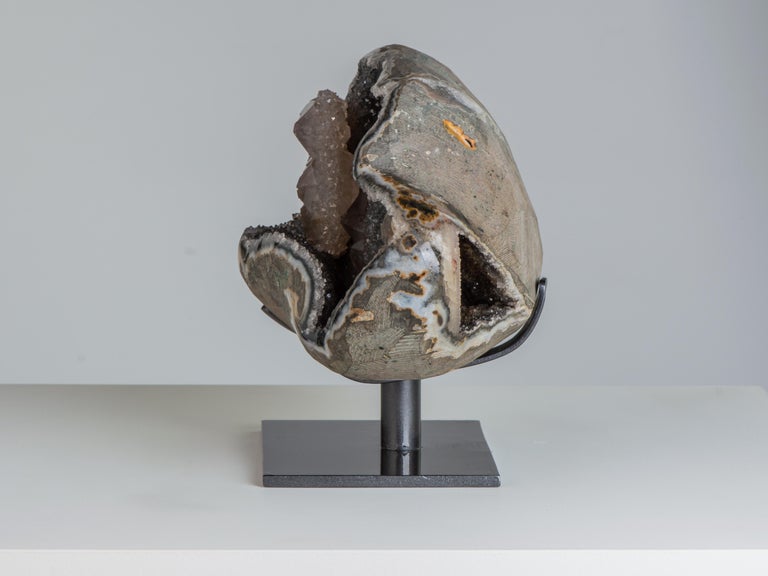 Steel Colored Heart Shaped Open Quartz Geode For Sale at 1stDibs