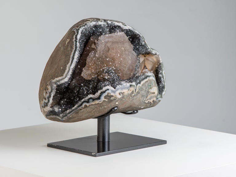 Steel Colored Heart Shaped Open Quartz Geode For Sale at 1stDibs