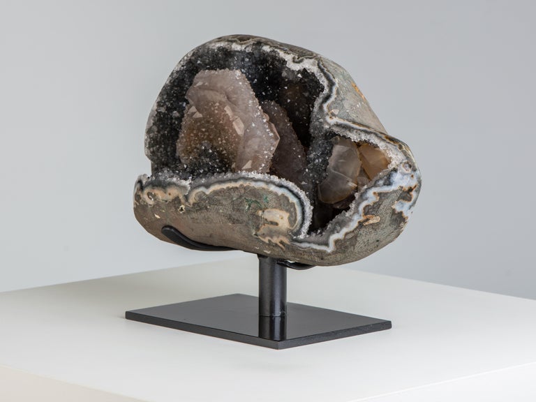 Steel Colored Heart Shaped Open Quartz Geode For Sale at 1stDibs