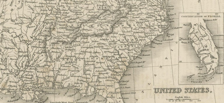 Steel Engraved Map of the United States with Inset Map of Florida For ...