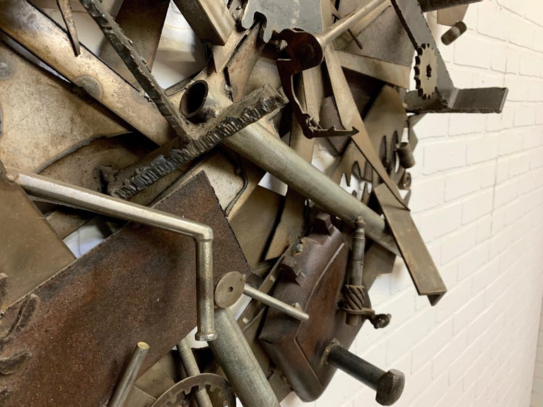 Steel Found Objects Brutal Wall Sculpture by Bruce Gray For Sale at 1stDibs