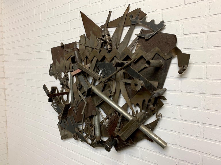 Steel Found Objects Brutal Wall Sculpture by Bruce Gray For Sale at 1stDibs