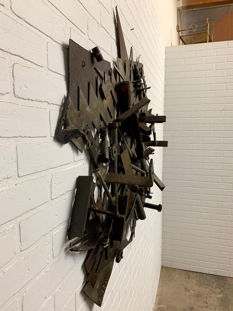Steel Found Objects Brutal Wall Sculpture by Bruce Gray For Sale at 1stDibs
