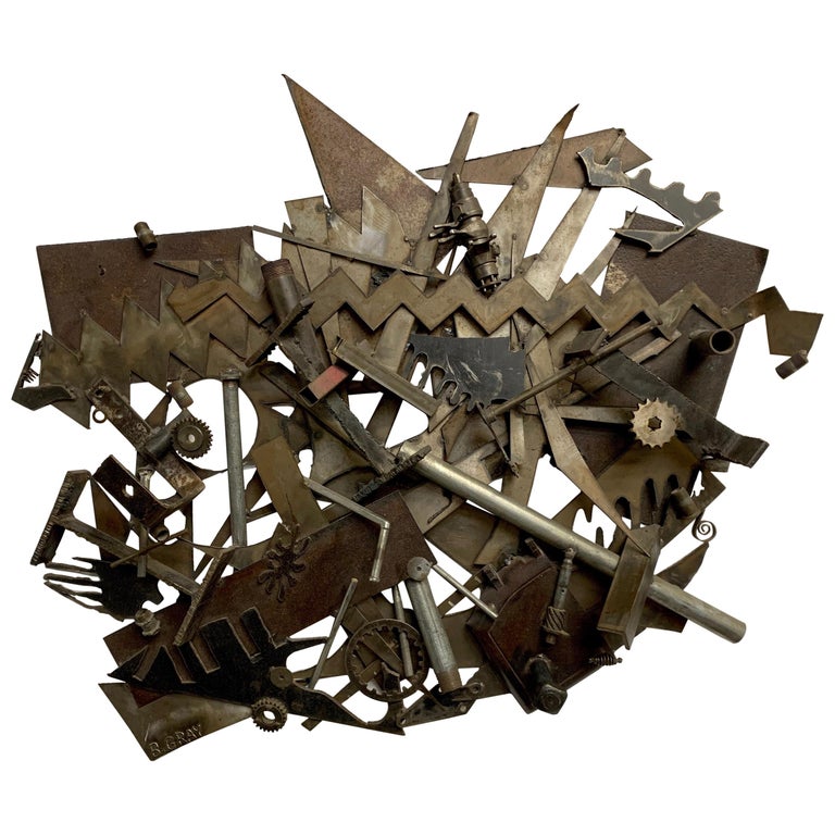 Steel Found Objects Brutal Wall Sculpture by Bruce Gray For Sale at 1stDibs