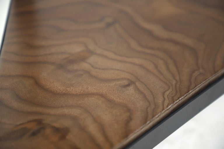 Steel Framed Corner 6 Shelf Unit w Solid Walnut Shelves For Sale at 1stDibs