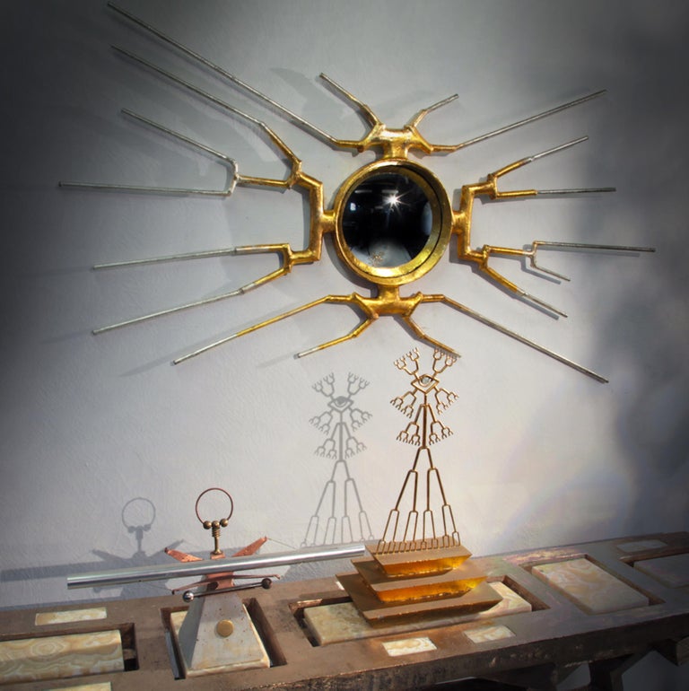 Steel Gesso and Gold Leaf Convex Mirror by Mark Brazier-Jones Uk ...