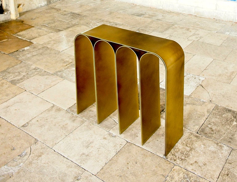 Steel Gold Arch Console by Pietro Franceschini at 1stDibs