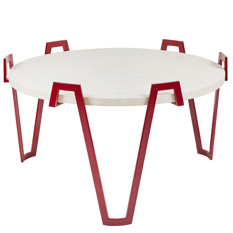 Steel and Marble 'Val D'Or' Coffee Table in the Style of Jean Royère ...