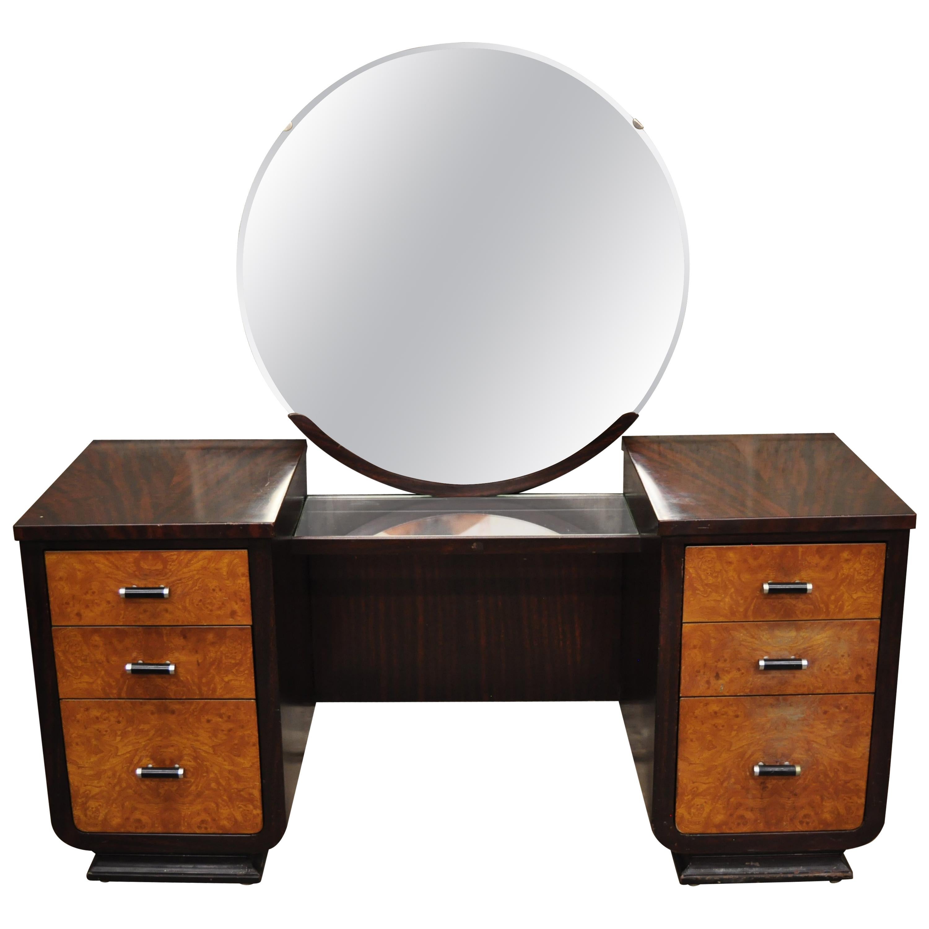 Steel Metal Art Deco Painted Vanity Table Mirror Bench Norman Bel ...