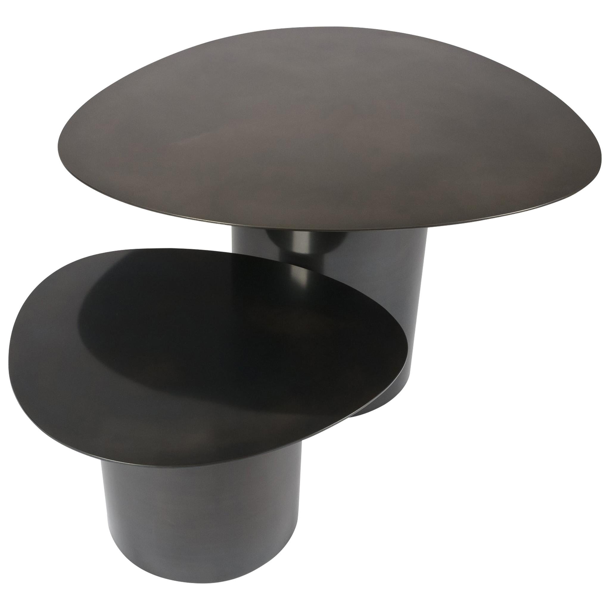 Art Deco Sphere Cut Out Table in Blackened Steel Finish For Sale at 1stDibs
