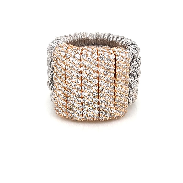 Steel Ring with 18k Gold Elements Encrusted with Diamonds by Roberto Demeglio For Sale at 1stDibs