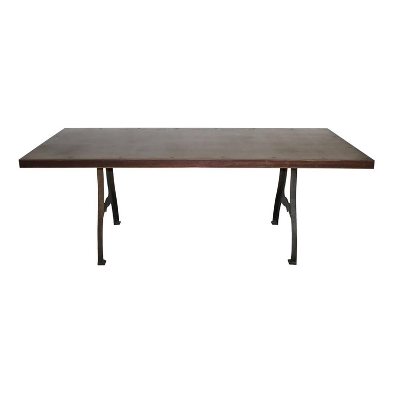 Steel Table with Cast Iron Legs at 1stDibs