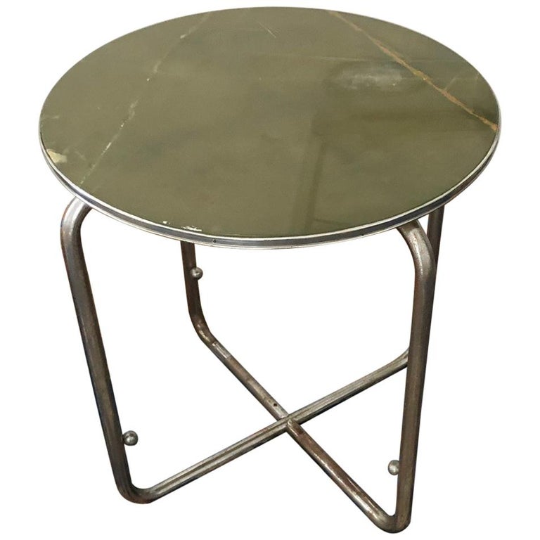 Steel Tube Side Table with Solid Onyx Plate For Sale at 1stDibs
