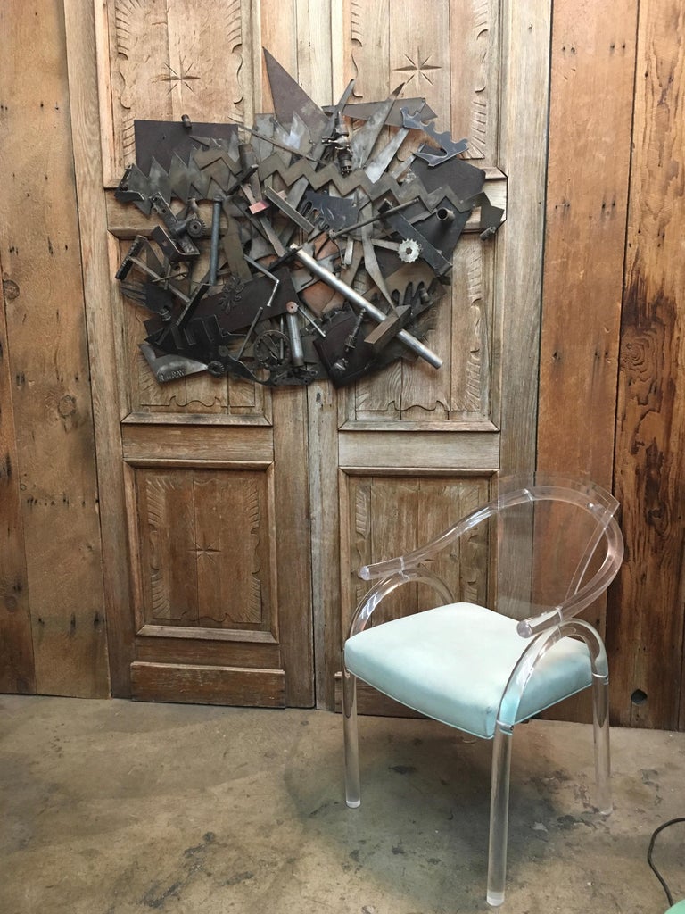 Steel with Found Objects Brutal Wall Sculpture by Bruce Gray at 1stDibs