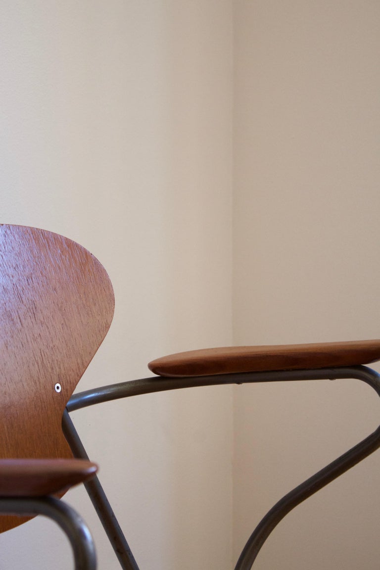 Steen Eiler Rasmussen, Armchair from Rungsted Skole, Metal, Oak ...