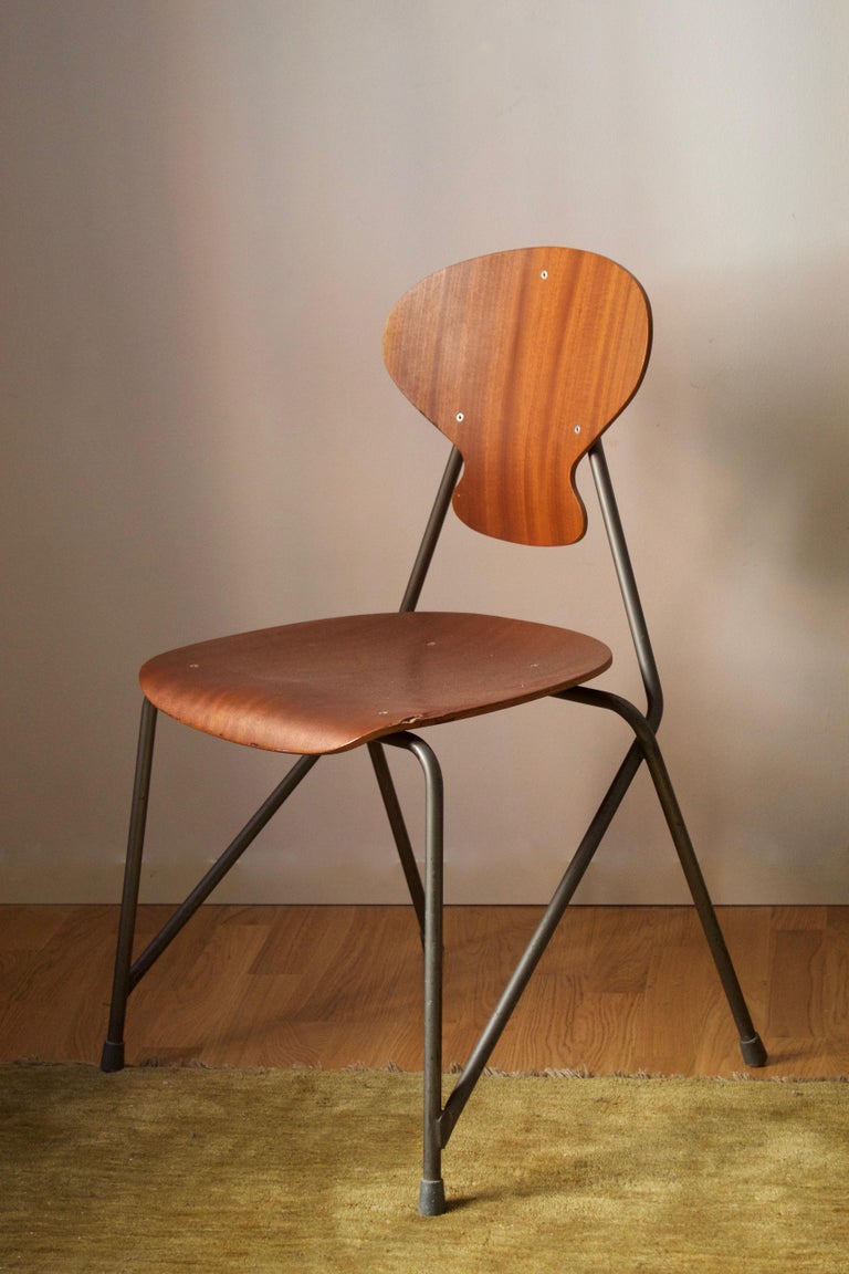 Steen Eiler Rasmussen, Side Chair from Rungsted Skole, Metal, Oak ...