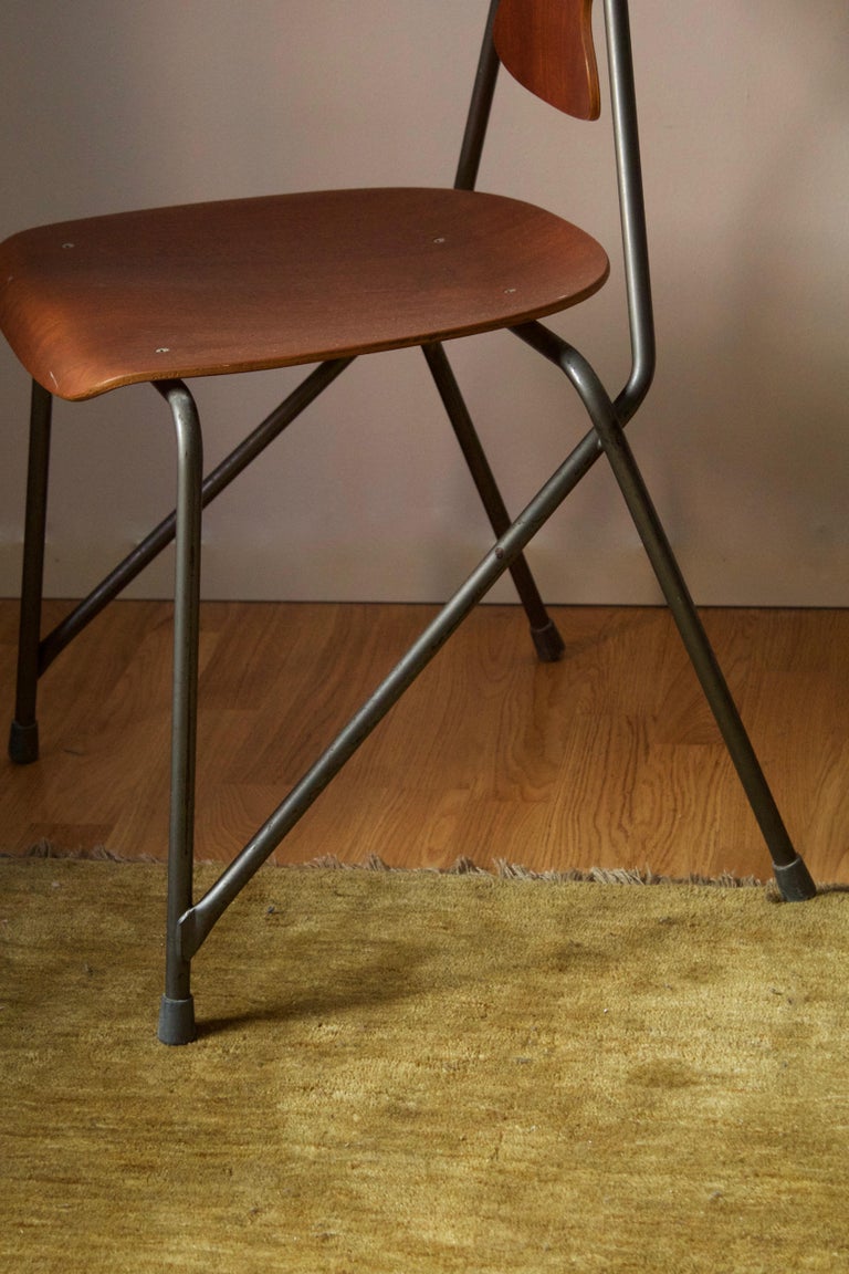 Steen Eiler Rasmussen, Side Chair from Rungsted Skole, Metal, Oak ...