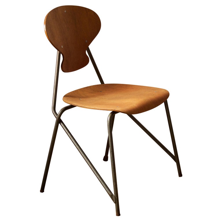Steen Eiler Rasmussen, Side Chair from Rungsted Skole, Metal, Oak ...