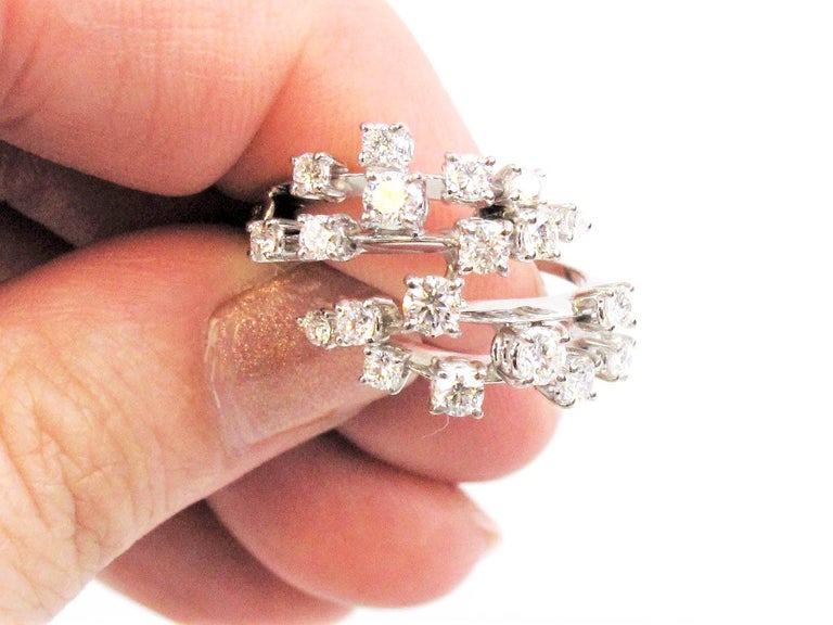Stefan Hafner 1.50 Carat Total Diamond Spray Bypass Ring 18 Karat White ...