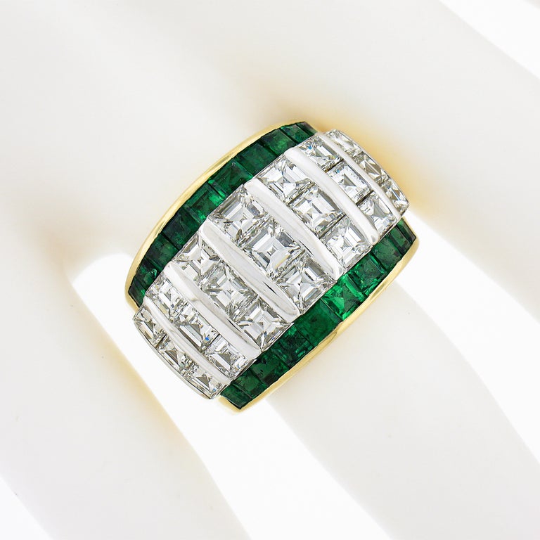 Stefan Hafner 18k Gold 7.4ct Square Step Cut Diamond Emerald Statement ...