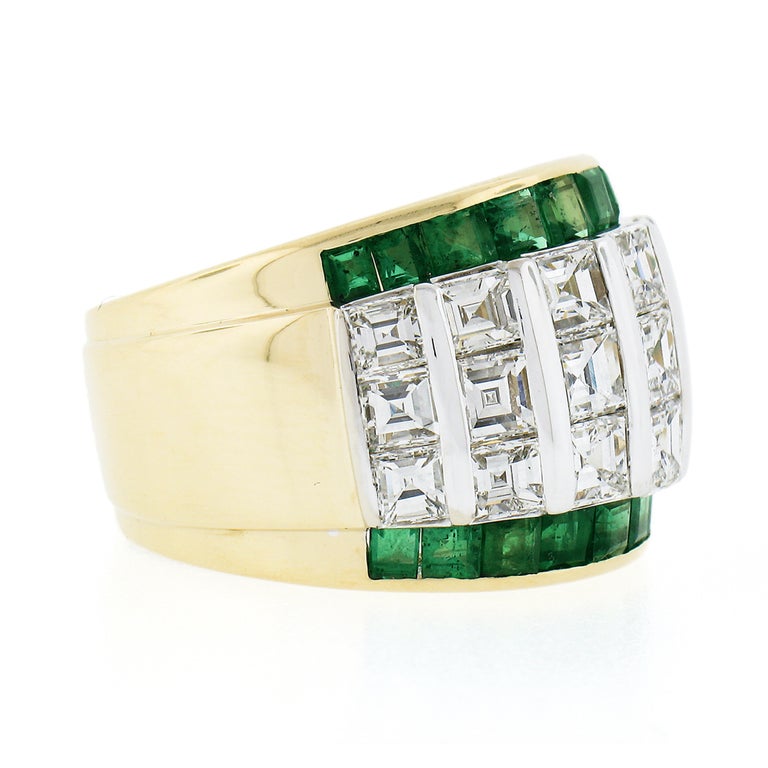 Stefan Hafner 18k Gold 7.4ct Square Step Cut Diamond Emerald Statement ...