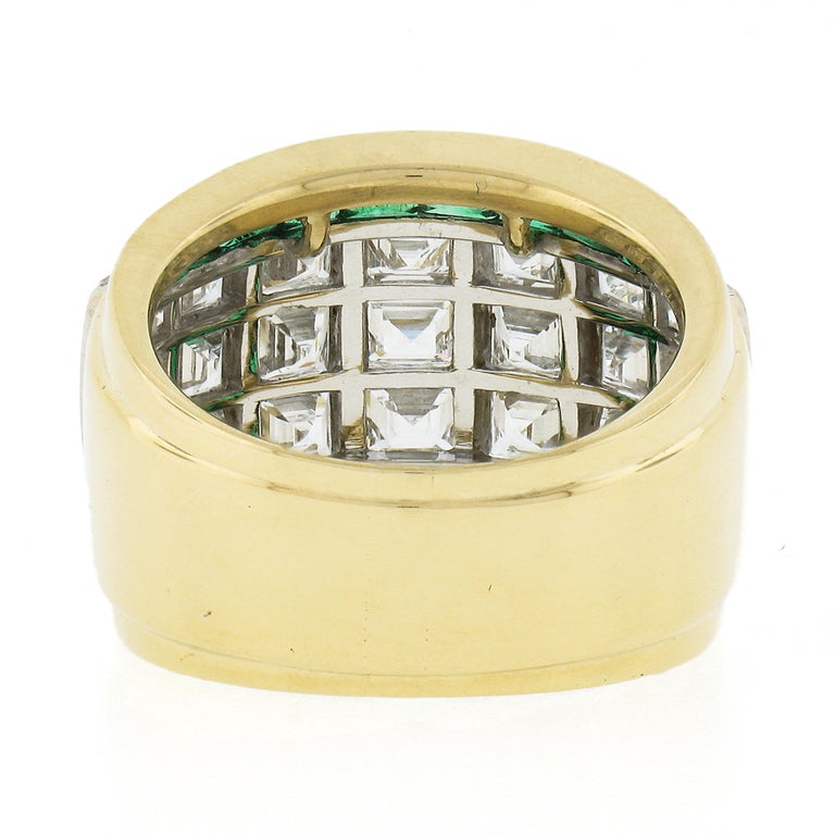 Stefan Hafner 18k Gold 7.4ct Square Step Cut Diamond Emerald Statement ...