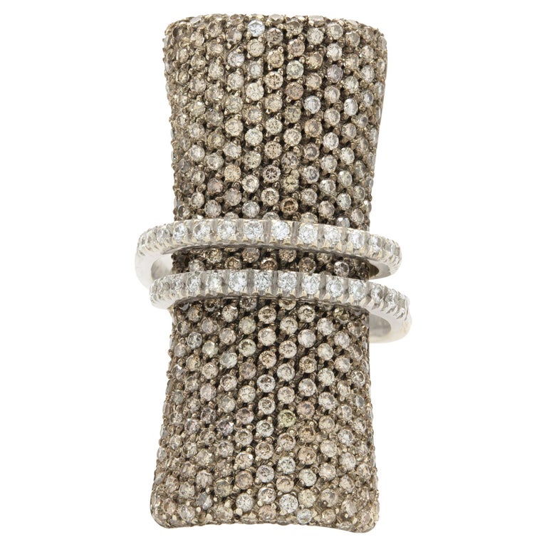 Stefan Hafner 18K White Gold Chocolate and White Diamond Elongated ...