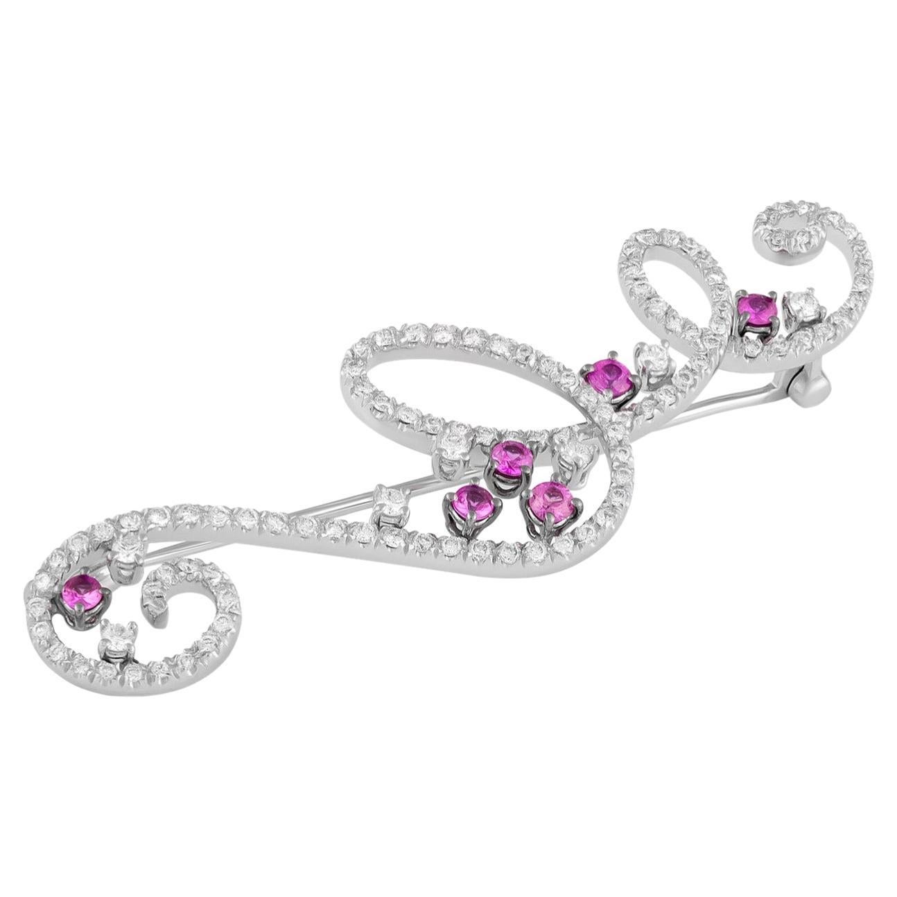 Stefan Hafner 18K White Gold Diamond Pin For Sale at 1stDibs