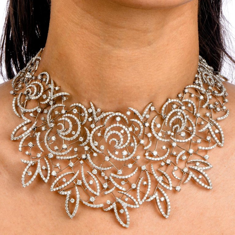 Stefan Hafner Diamond Lace 18k White Gold chocker Necklace For Sale at ...