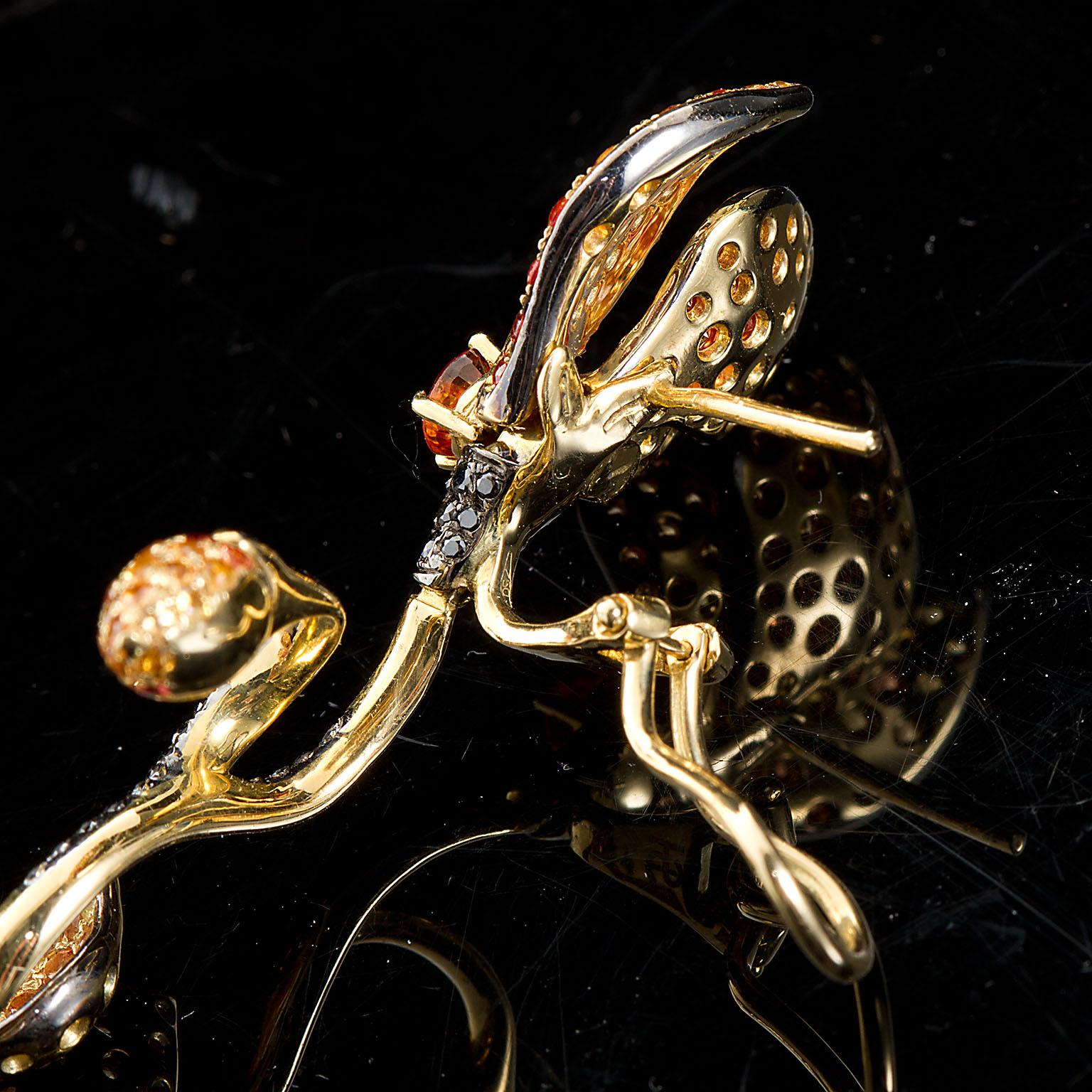 Stefan Hafner Long Floral Yellow Sapphire Gemstone Dangle Earrings at ...