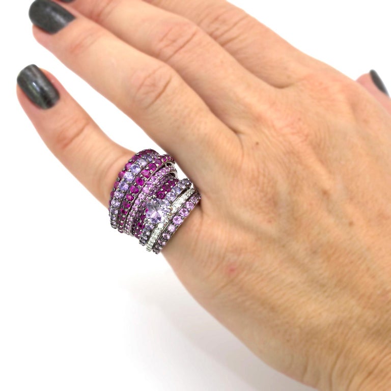 Stefan Hafner Pink Sapphire, Ruby and Diamond Stacking Ring For Sale at ...
