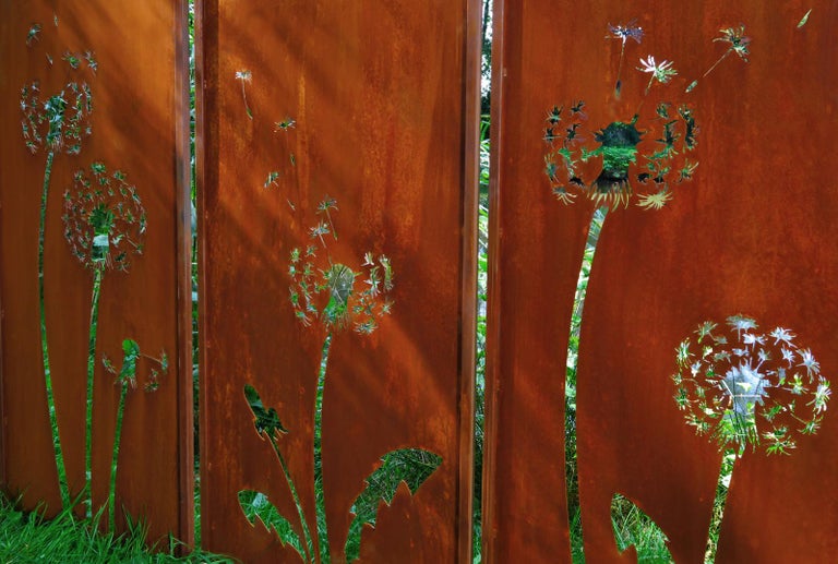 Stefan Traloc - Garden Wall - Triptych Dandelion - Steel -Modern ...