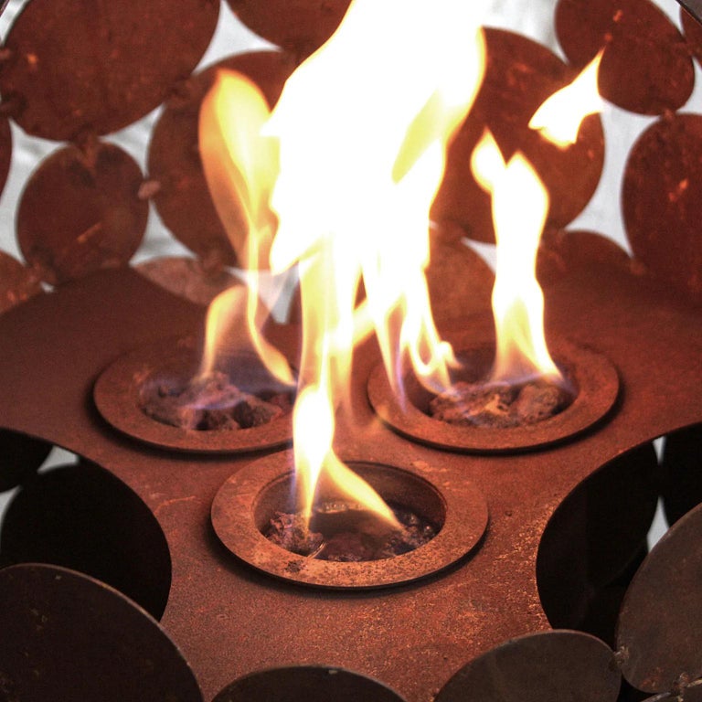 Stefan Traloc - Outdoor Fire Pit - "Globe", with angled pedestal -Bio ...