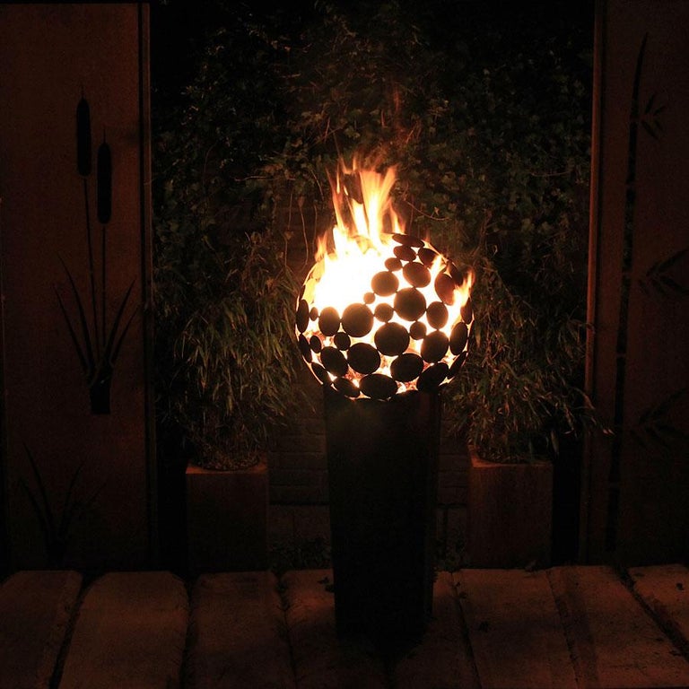 Stefan Traloc - Outdoor Fire Pit - "Globe", with angled pedestal -for ...