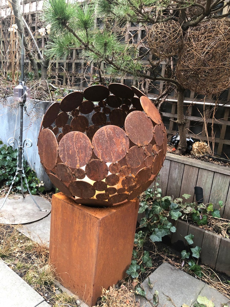 Stefan Traloc - Outdoor Fire Pit - "Globe", with angled pedestal - tall ...