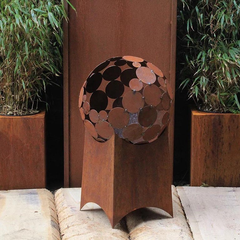 Stefan Traloc - Outdoor Firepit -"Globe" with angled pedestal-for Bio ...