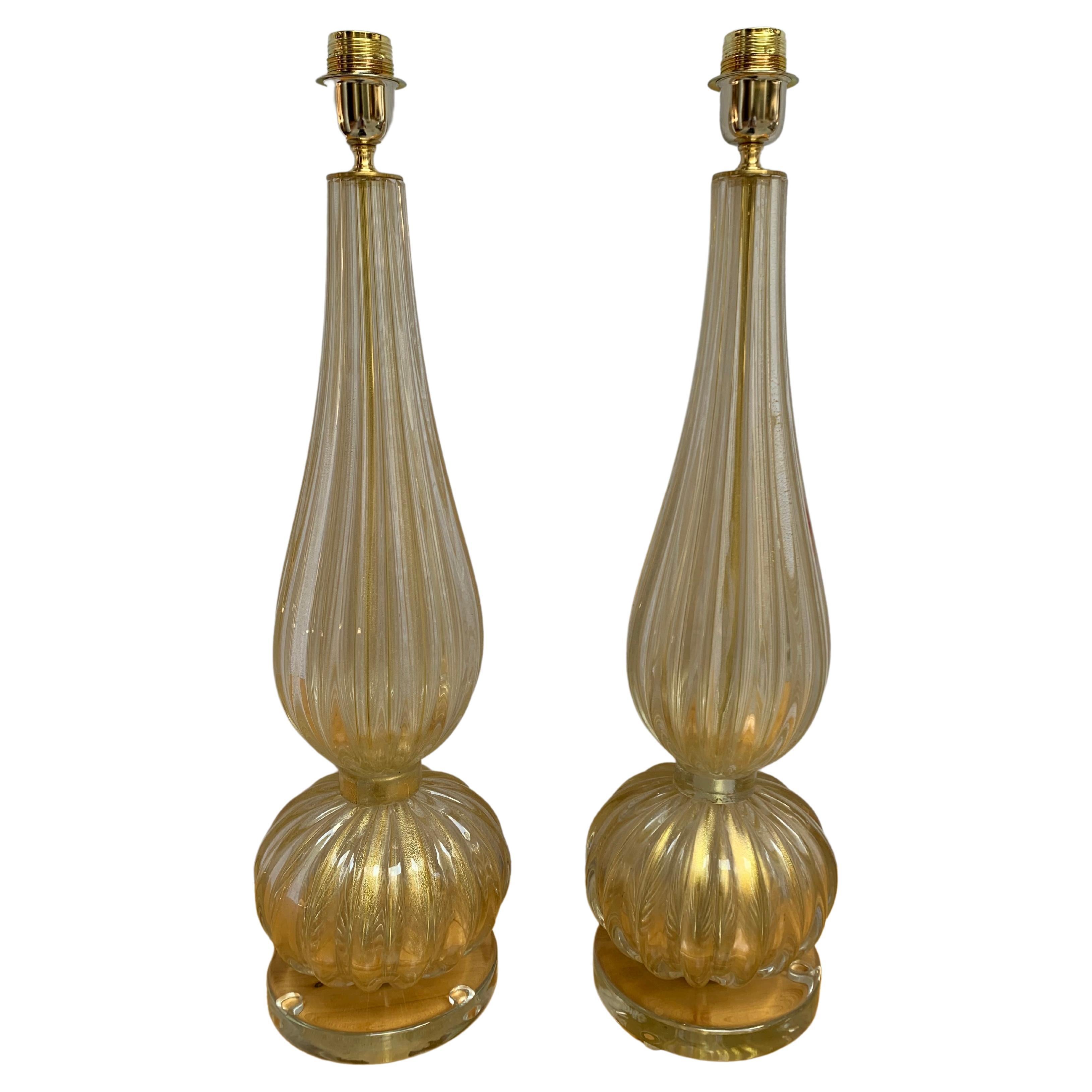 Stefano TOSO, Pair of Murano Table Lamps, 1990 For Sale at 1stDibs