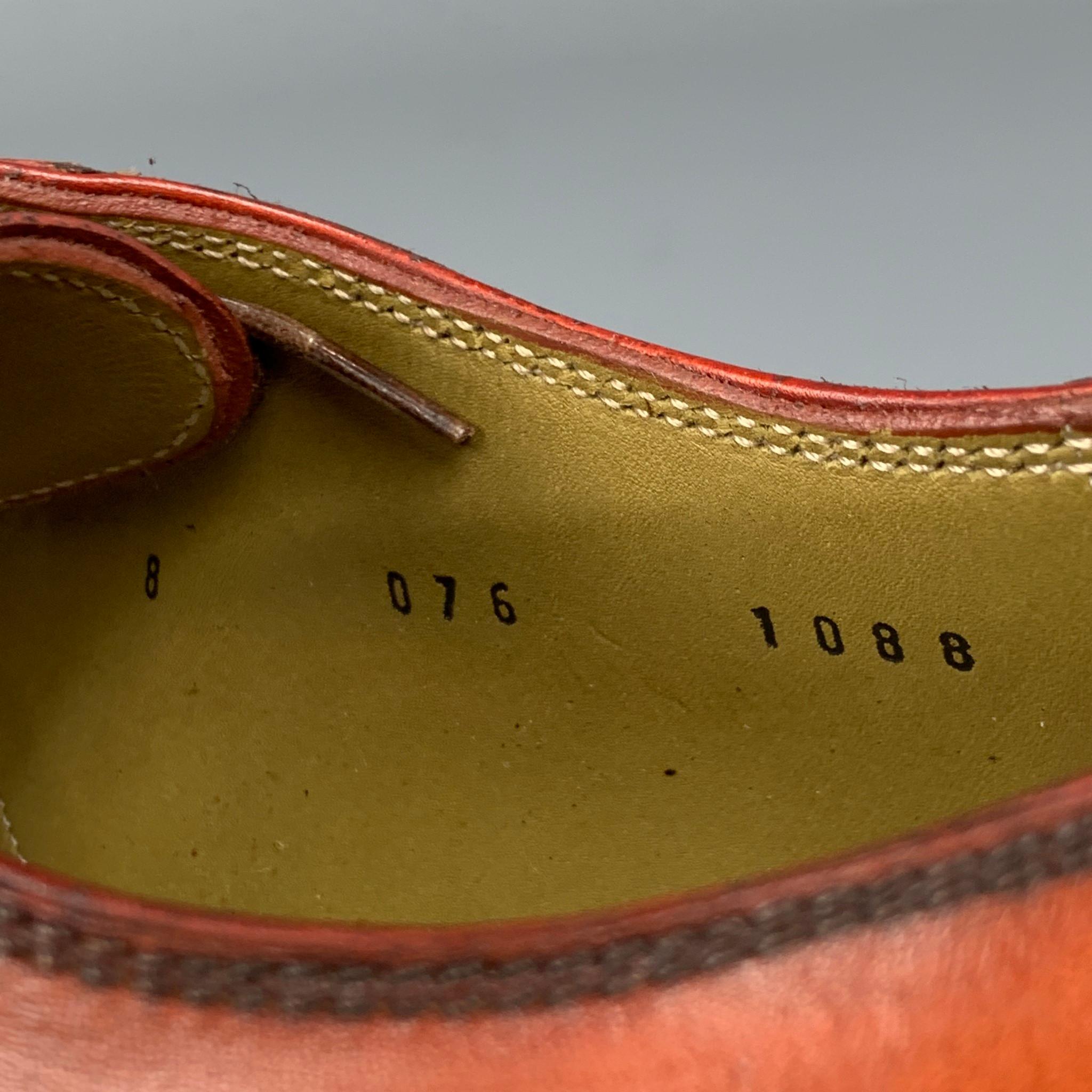STEFANOBI Size 8 Cognac Contrast Stitch Leather Split Toe Lace Up Shoes ...