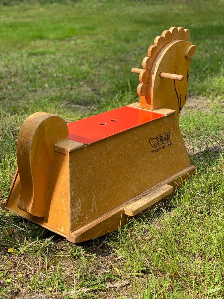 Steiff, Wooden Rocking Horse / Toy Chest 1970's Germany For Sale at 1stDibs