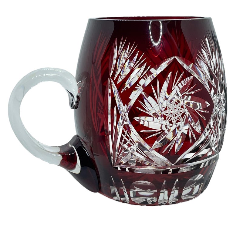 Stein Beer Glass Mug, Ruby Red Crystal Art Glass, Vintage Bohemia at ...