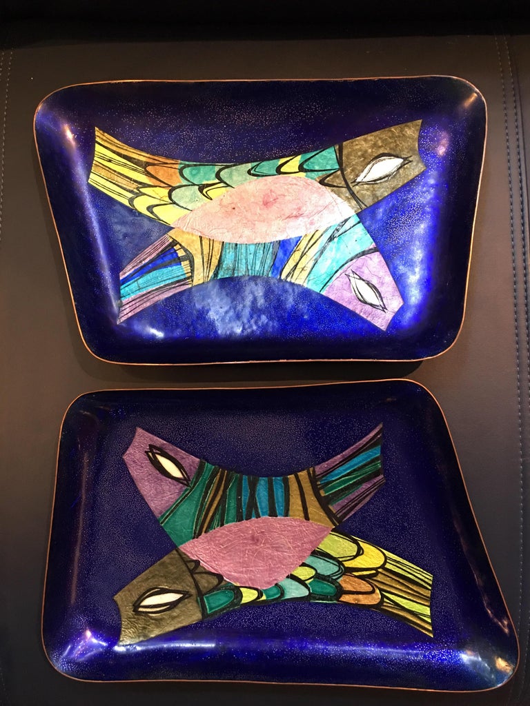 Steinbock Email Austrian Enamel Fish Dishes at 1stDibs