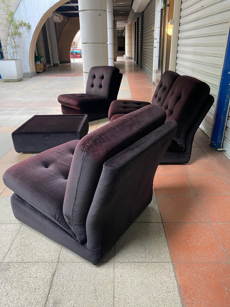 Steiner Black Velvet Lounge, 1975 For Sale at 1stDibs