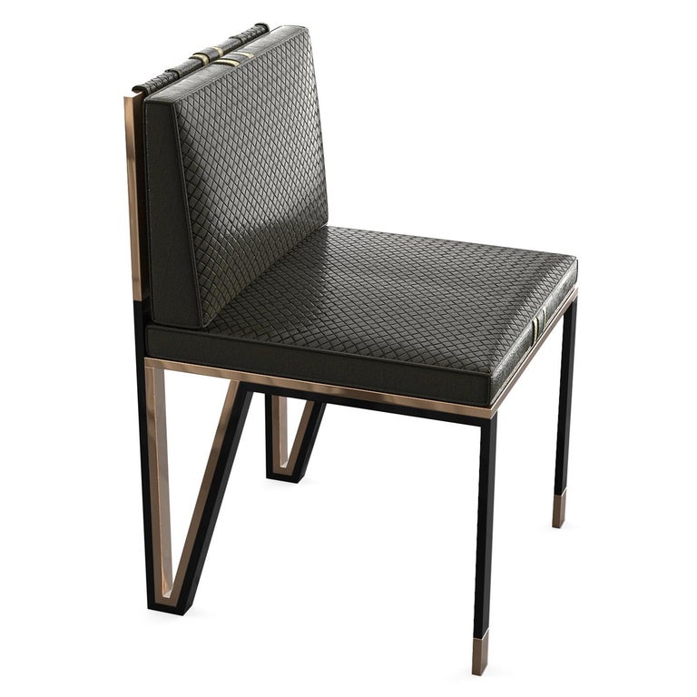 "Stella" Chair with Bronze and Exclusive Leather Pattern, Istanbul For ...