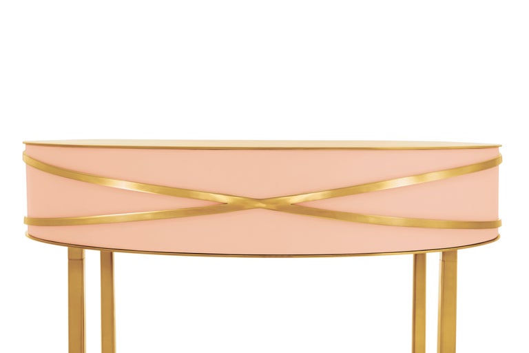 Stella Pink Console or Bedside Table with Gold Trims by Nika Zupanc For ...