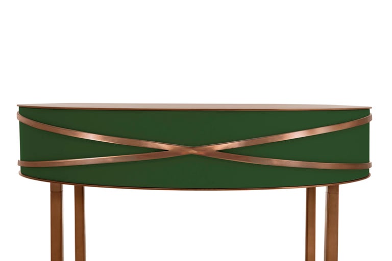 Stella Green Console or Bedside Table with Rose Gold Trims by Nika ...