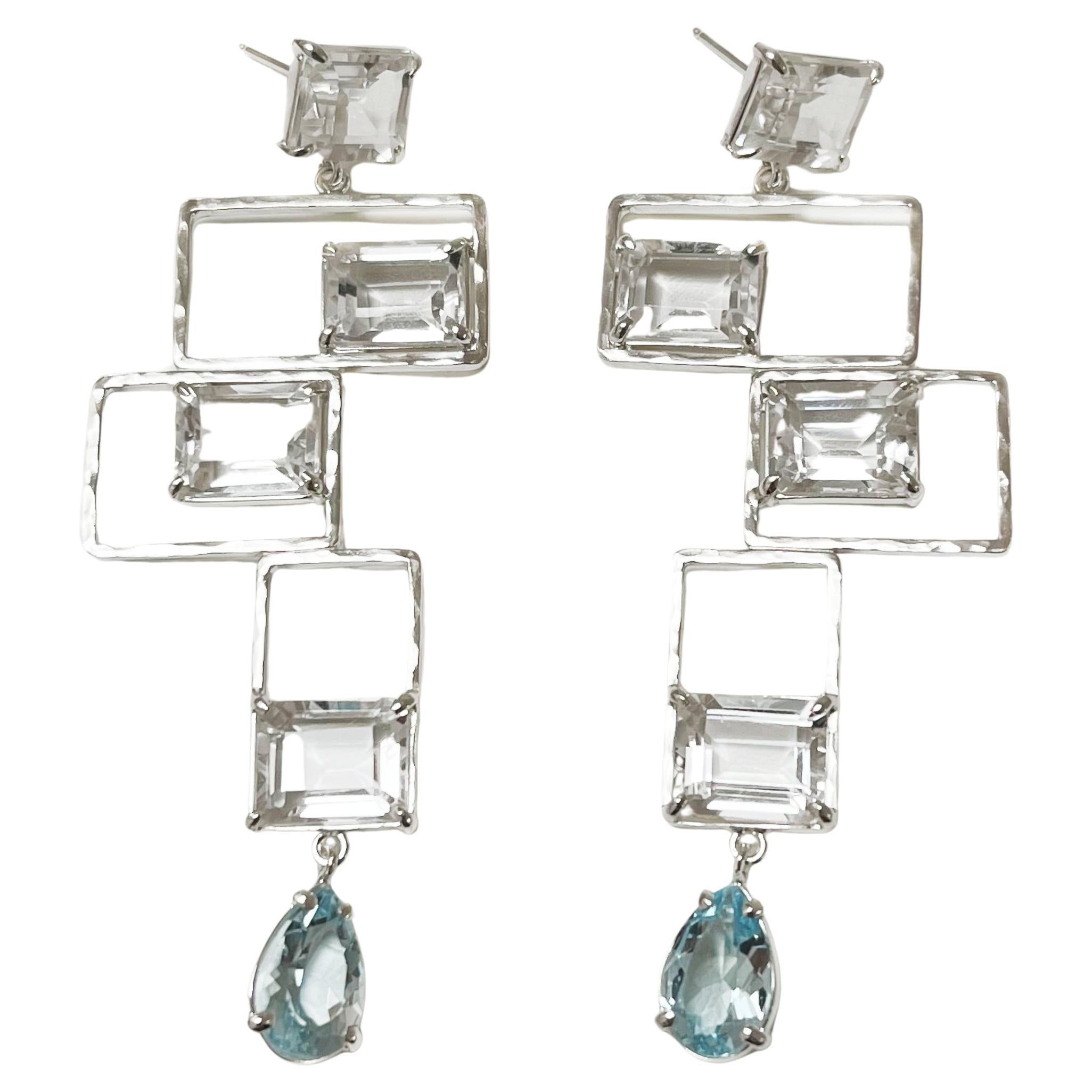Stella Earrings in White Topaz, Aqua Quartz and Sterling Silver For Sale at 1stDibs | swarovski ...