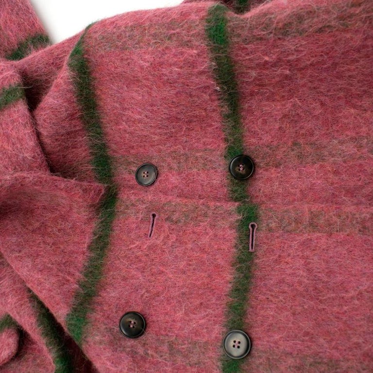 Stella Jean Pink Check Wool Coat - Size US 6 For Sale at 1stDibs